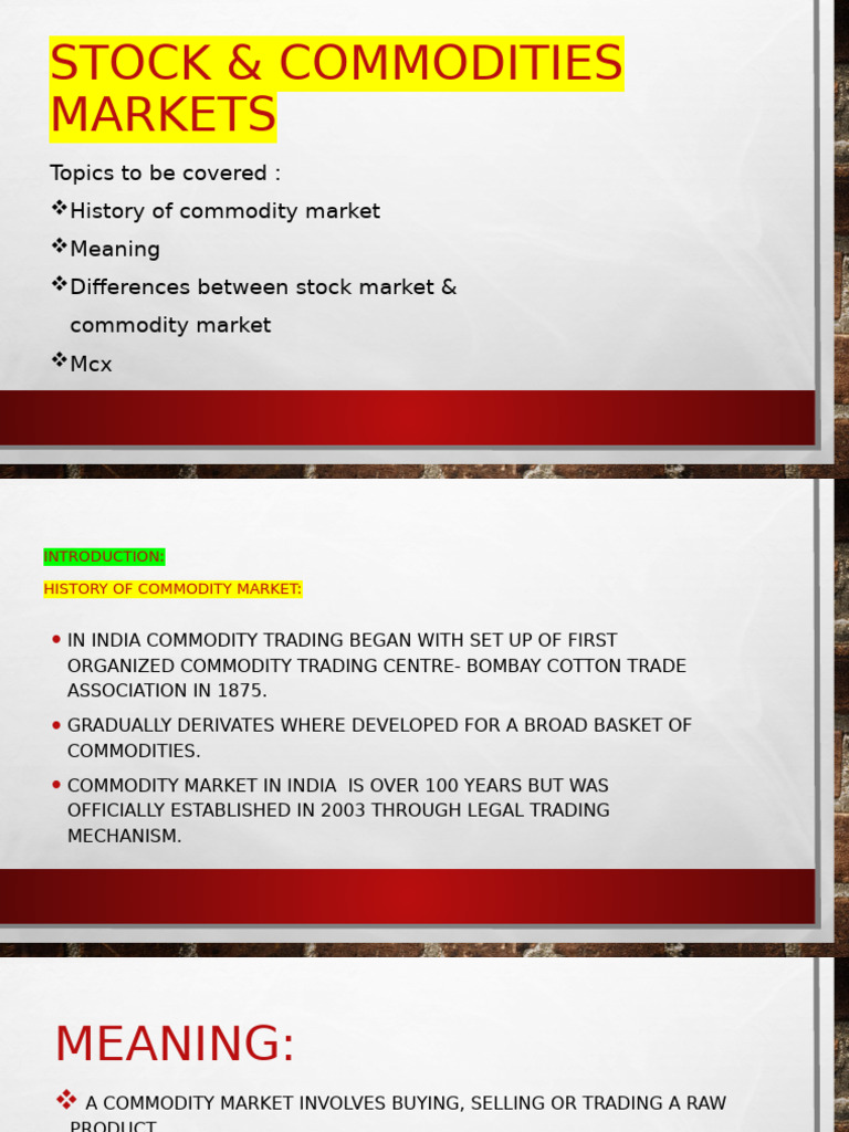 Overview of Commodity Markets in India | PDF