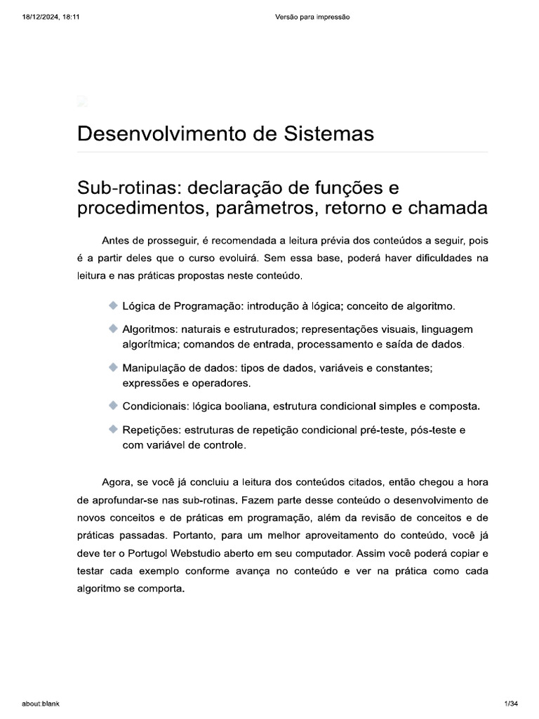 8 Sub-Rotinas | PDF