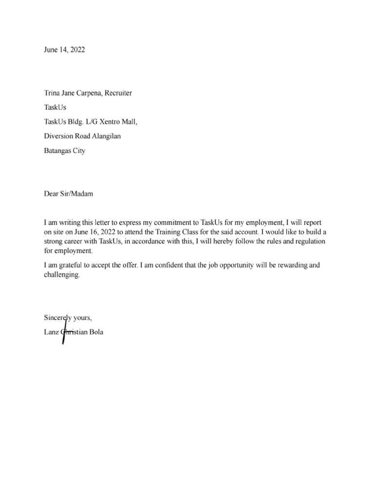 Commitment Letter | PDF