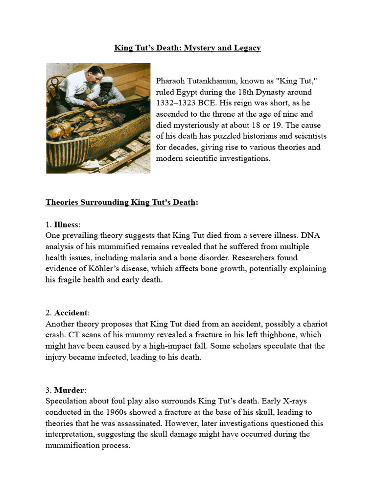 King Tut's Death - Mystery and Legacy | PDF | Tutankhamun | Mummy