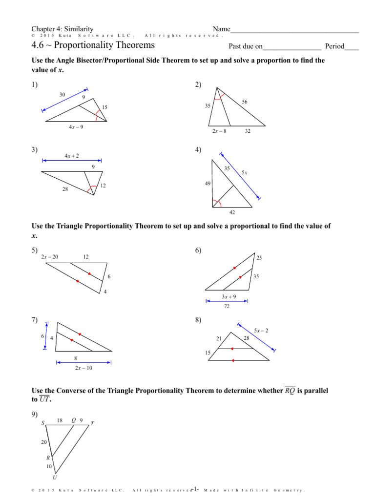 4.6 Proportionality Theorems | PDF | Triangle | Geometric Shapes