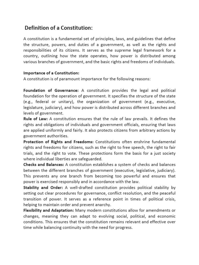 Definition of A Constitution | PDF | Pakistan | Constitution