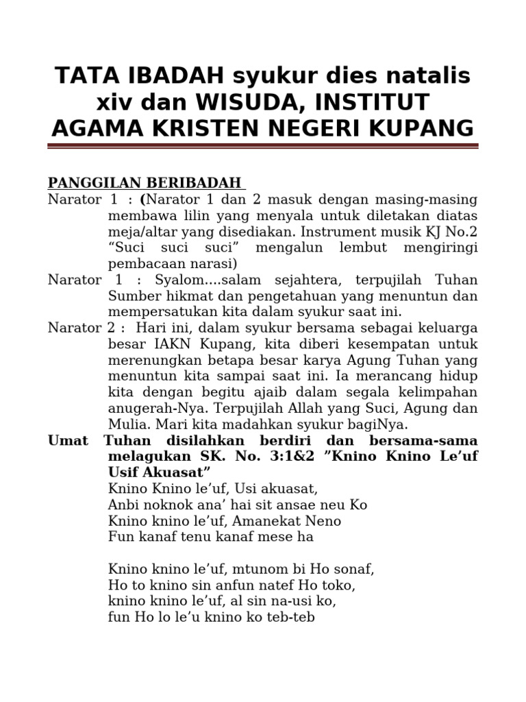 Liturgi Syukur Iakn 2021 | PDF