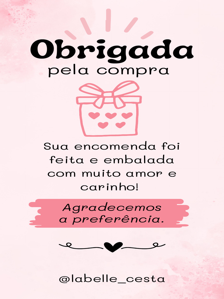 Cartão de agradecimento pela compra rosa.pdf | PDF