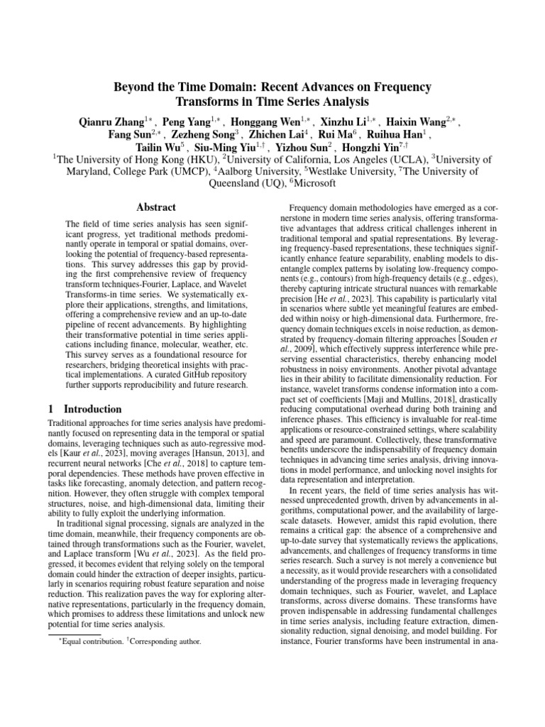 Beyond The Time Domain Recent Advances On Frequency | PDF | Wavelet | Time Series