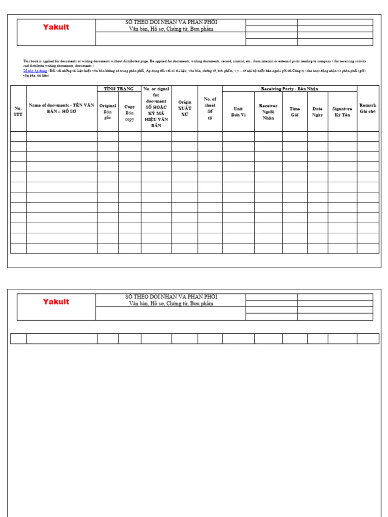 IS-SOP-01-F04 So Theo Doi Nhan & Phan Phoi Van Ban | PDF