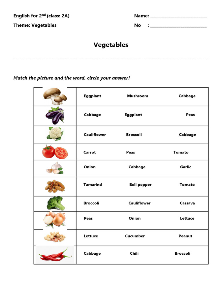 2A - Exercise Vegetables | PDF