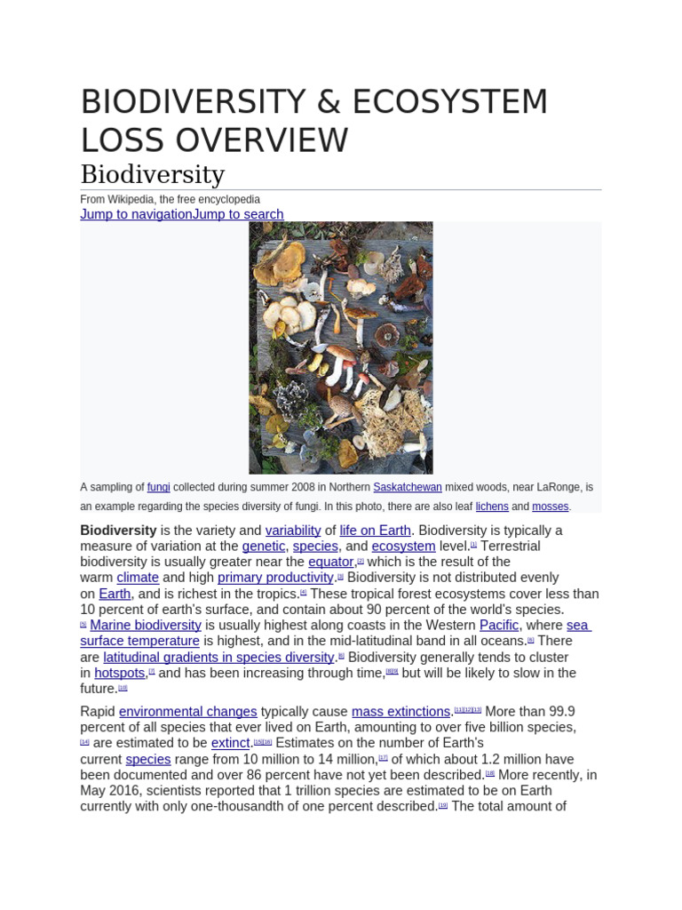 Biodiversity and Ecosystem Loss | PDF | Climate Change | Greenhouse Gas