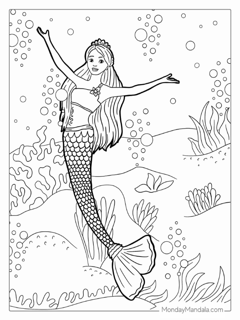 Barbie Mermaid Coloring Sheet For Kids | PDF