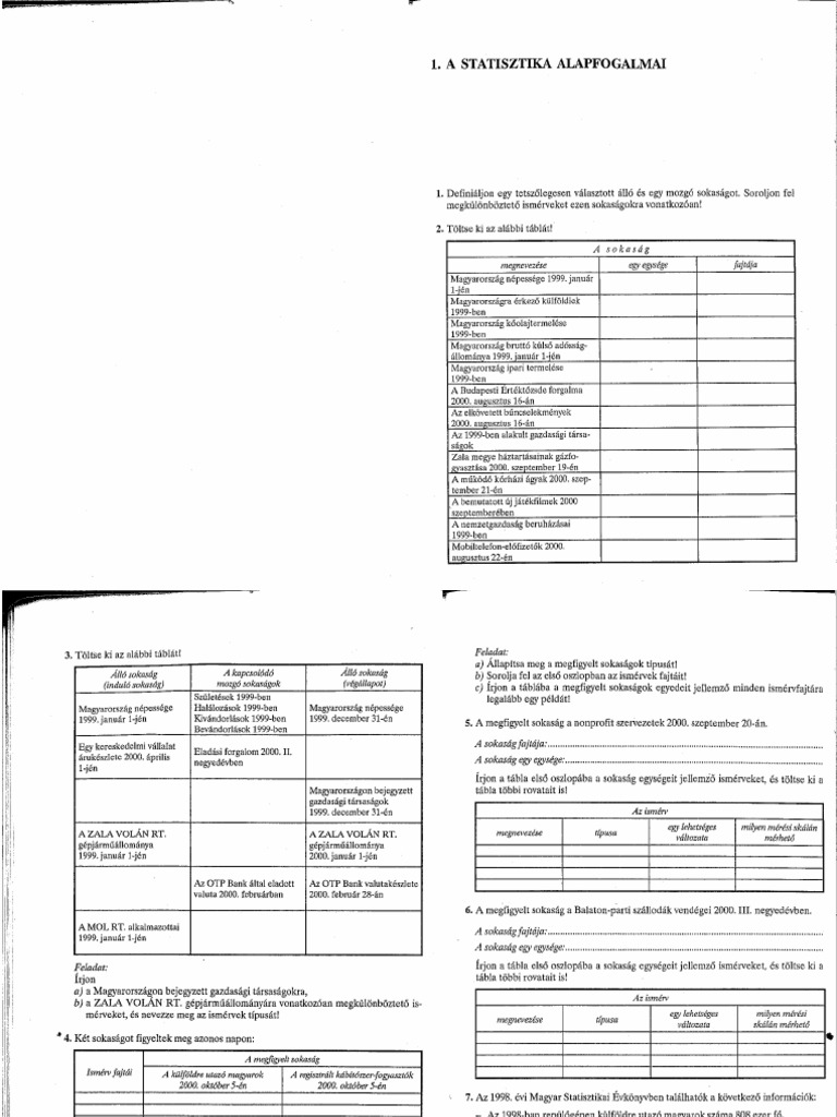 Üzleti Stat Mintafeladatok Megoldásokkal 1 2 | PDF