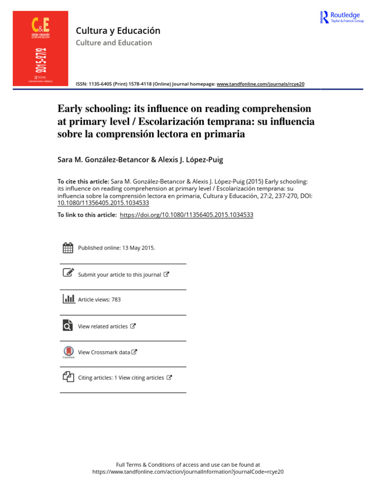 Early Schooling Its Influence On Reading Comprehension at Primary Level ...