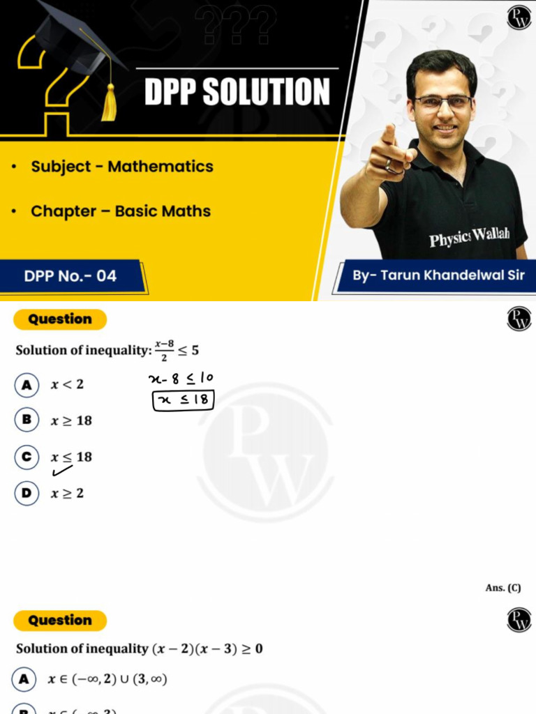 Basic Mathematics DPP 04 Solution Notes Arjuna JEE ...