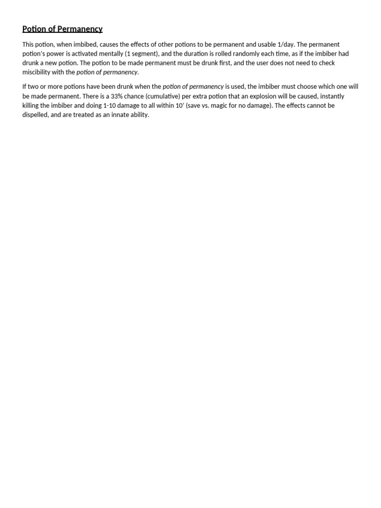 Potion of Permanency | PDF