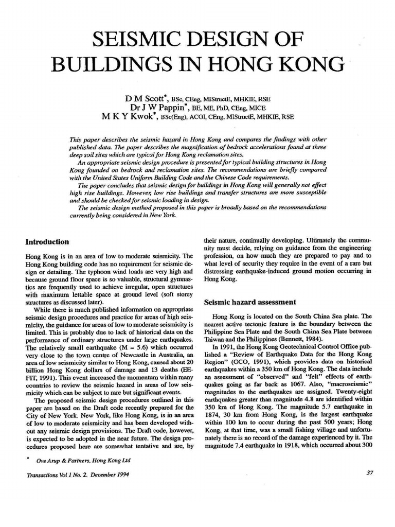 A4 r4Seismic_Design_Of_Buildings_In_Hong_Kong | PDF
