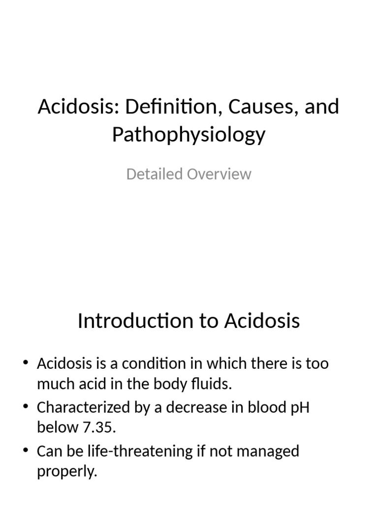 Acidosis Definition Causes Pathophysiology | PDF | Intensive Care ...