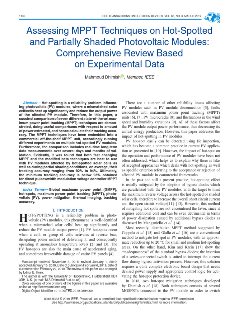 Assessing MPPT Techniques On Hot-Spotted and Partially Shaded Photovoltaic Modules Comprehensive ...