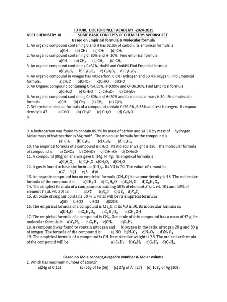 11.1 Some Basic Concepts of Chemistry | PDF | Mole (Unit) | Materials