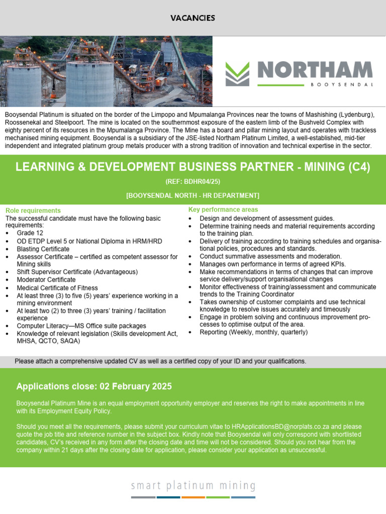 Booysendal Platinum Learning Partner Role | PDF | Mining