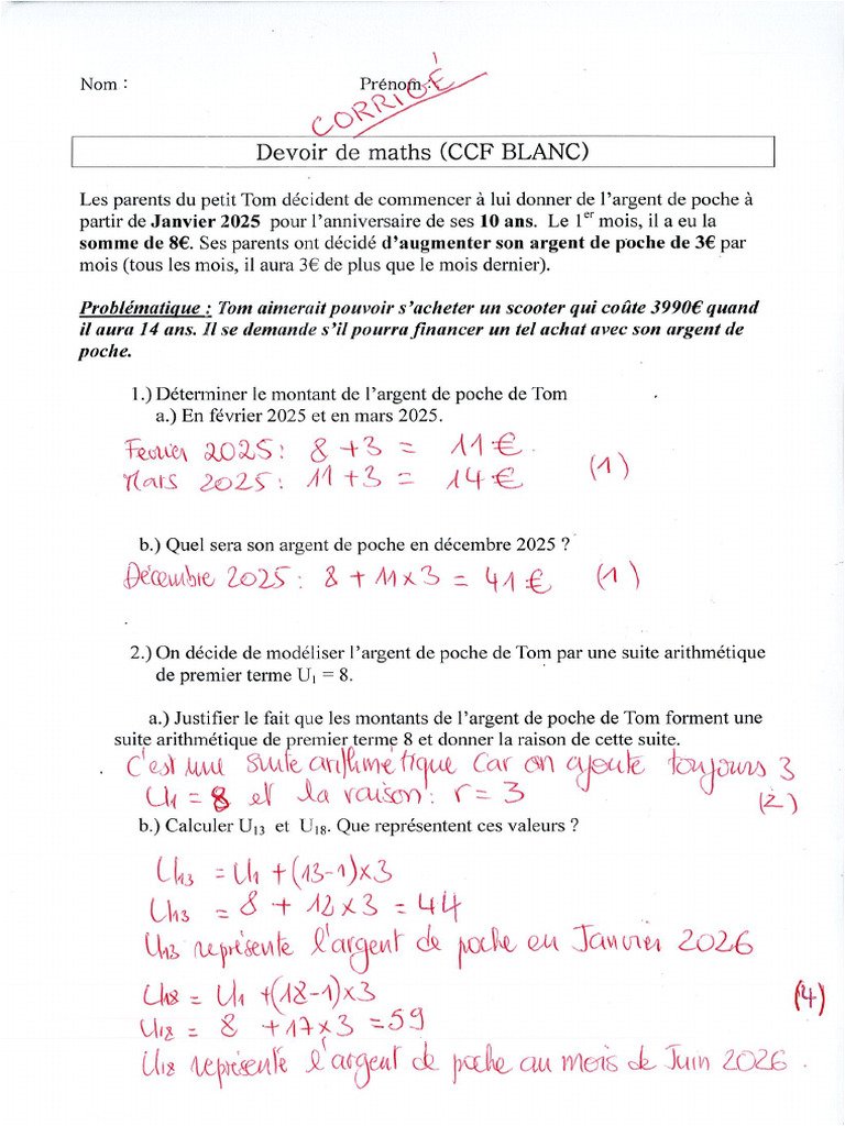 Corrigé CCF blanc 1ere PRO | PDF