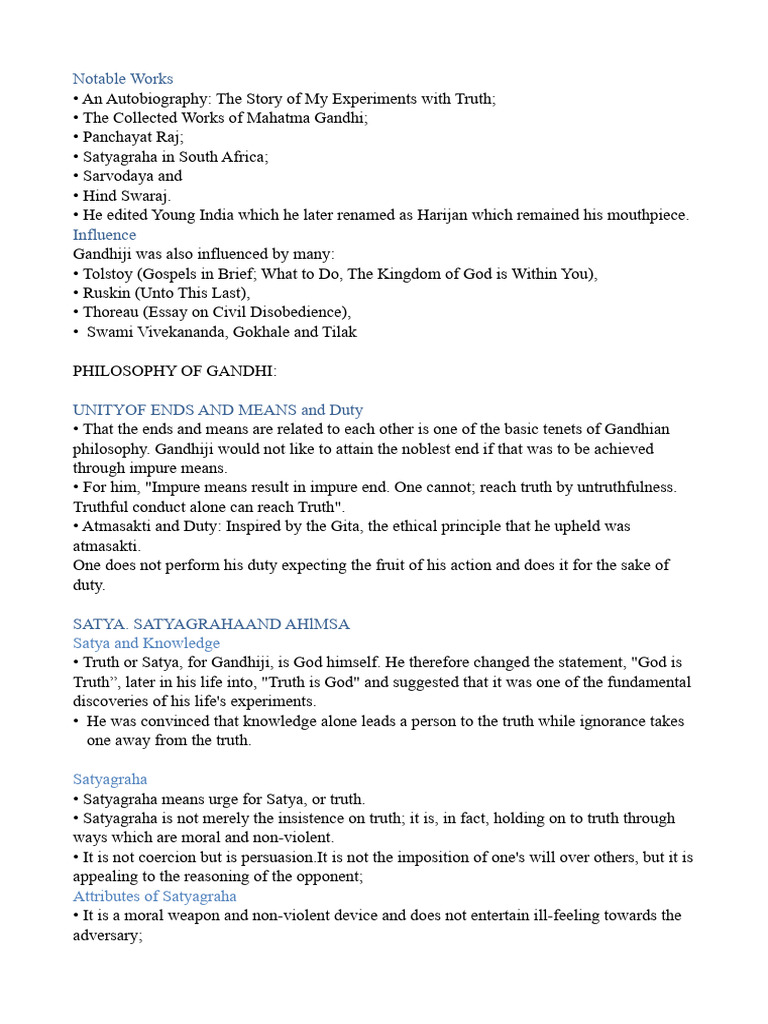 Classroom 0 Philosophy and Early Political Career of Gandhi | PDF ...