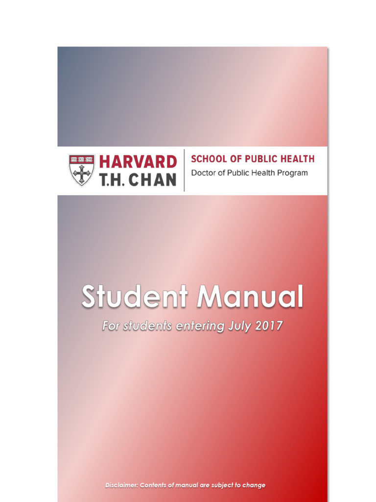 DRPH Student Manual For Class of 2020 | PDF | Public Health | Science