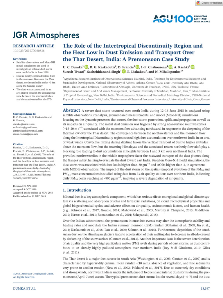 JGR Atmospheres - 2019 - Dumka - The Role of The Intertropical ...