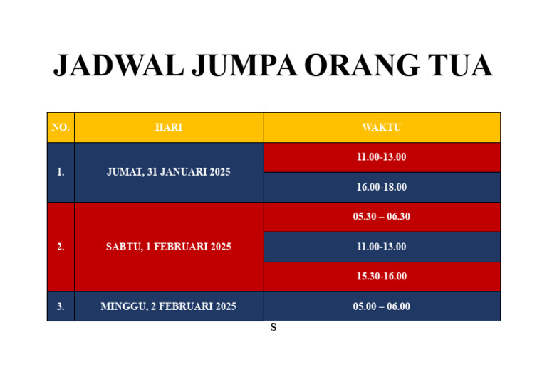 Jadwal Jumpa Orang Tua-1 | PDF