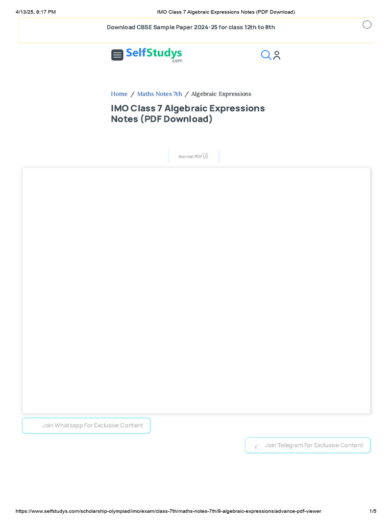 Algebraic Expressions | PDF | Mathematics | Area