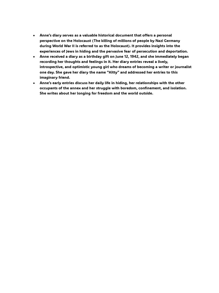 The Diary of A Young Girl (Class8) | PDF