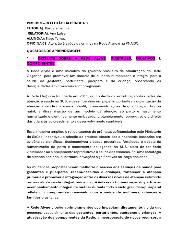 Rede Alyne e PNAISC - QAS e Respostas | PDF | Amamentação | Gravidez