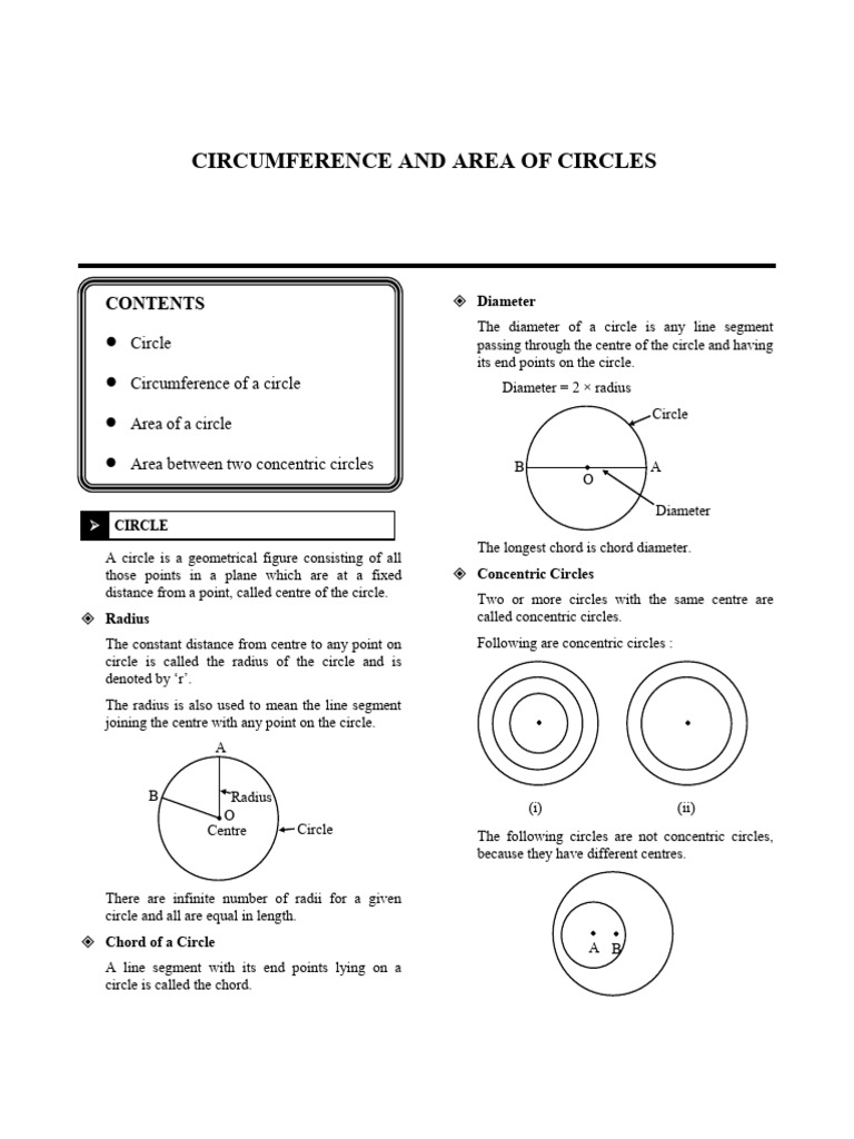 Circumference and Area of Circles | PDF | Area | Circle
