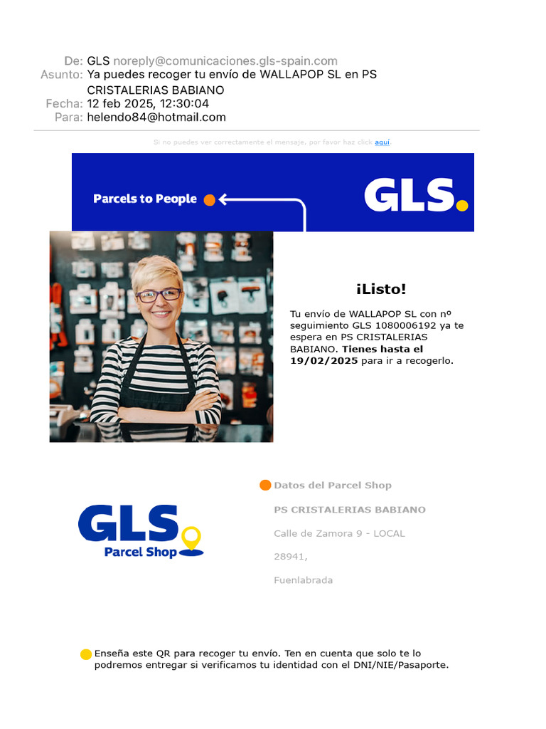 Recogida de envío en Parcel Shop GLS | PDF | Gobierno de la información | Privacidad de la ...