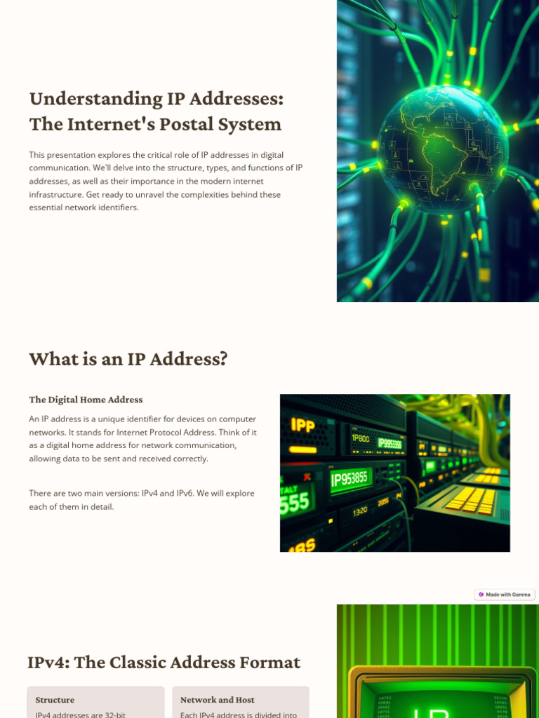 Understanding IP Addresses the Internets Postal System.pptx | PDF | Ip Address | I Pv6
