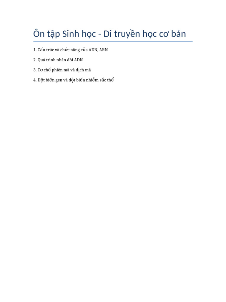 Ontap Sinhhoc Di Truyền Học Cơ Bản | PDF