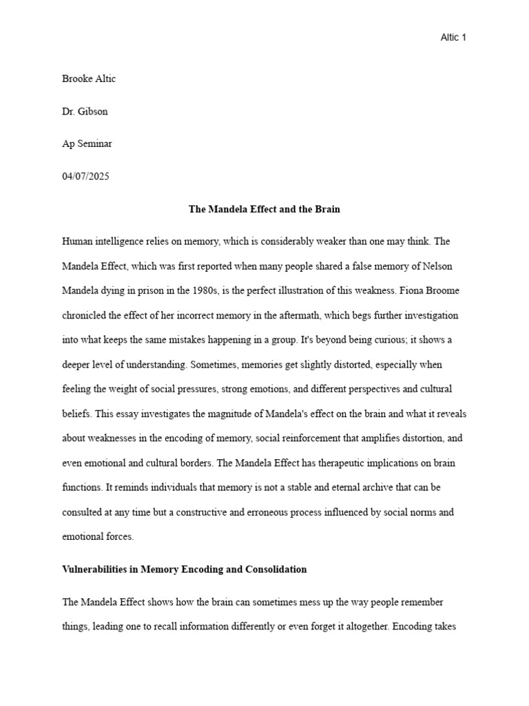 IWA: The Mandela Effect and The Brain | PDF | Memory | Brain