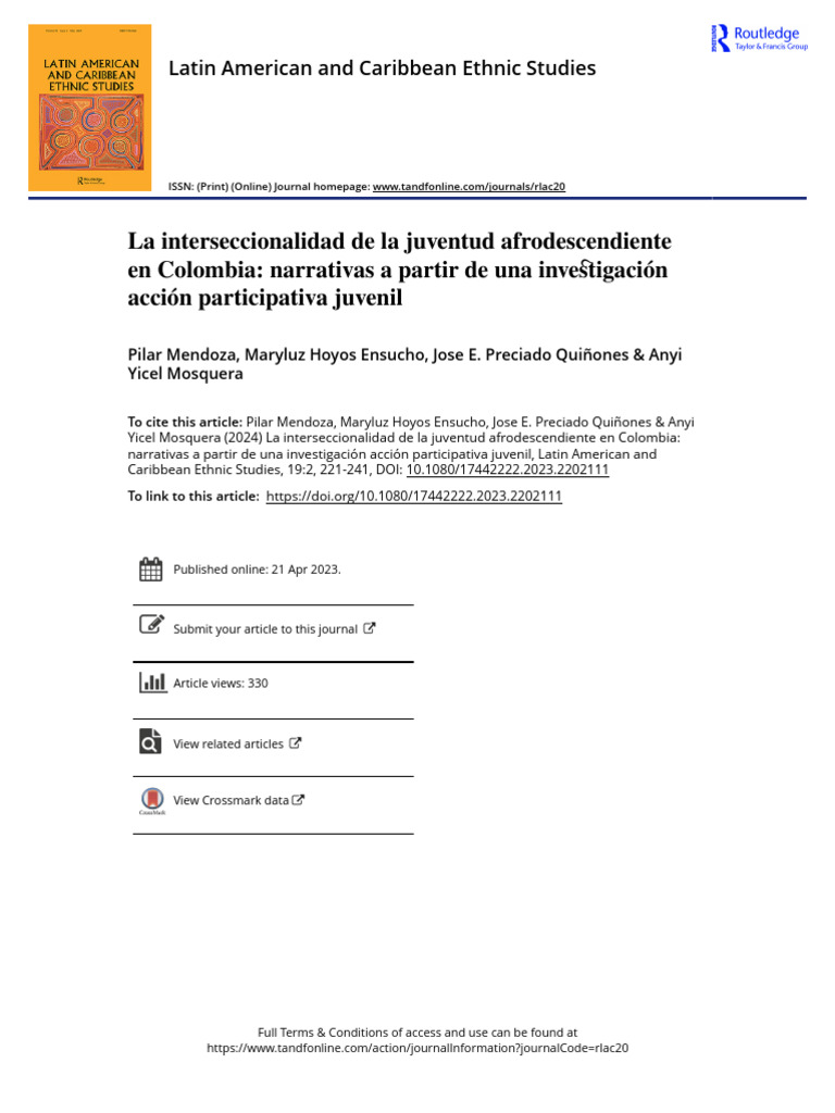 La Interseccionalidad de La Juventud Afrodescendiente en Colombia ...