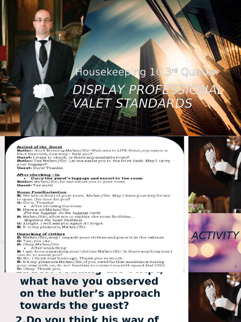 Valet and Butler Service Standards | PDF | Domestic Worker | Communication