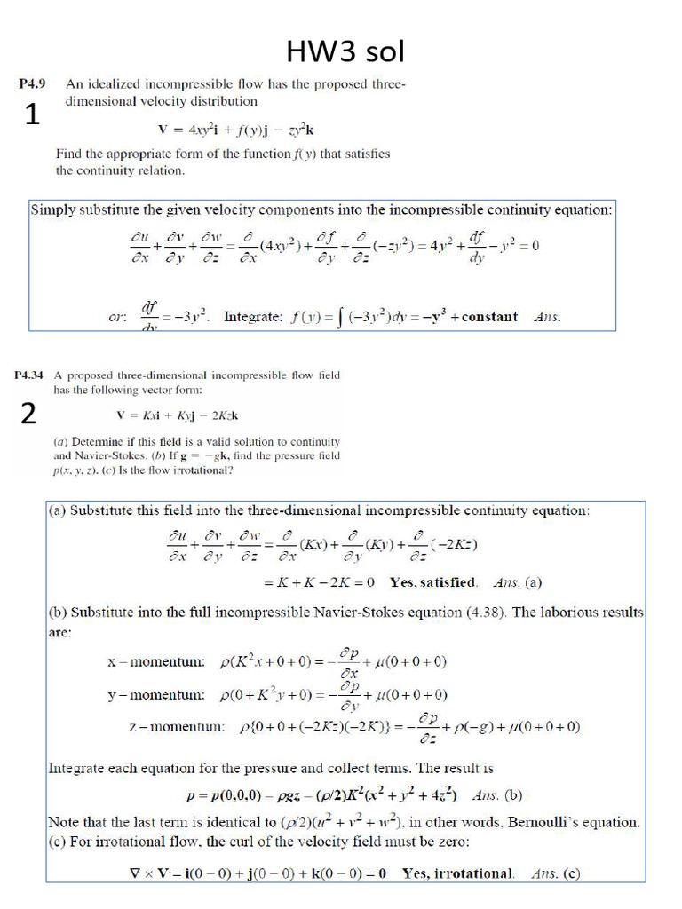 FluidHW3 Sol | PDF