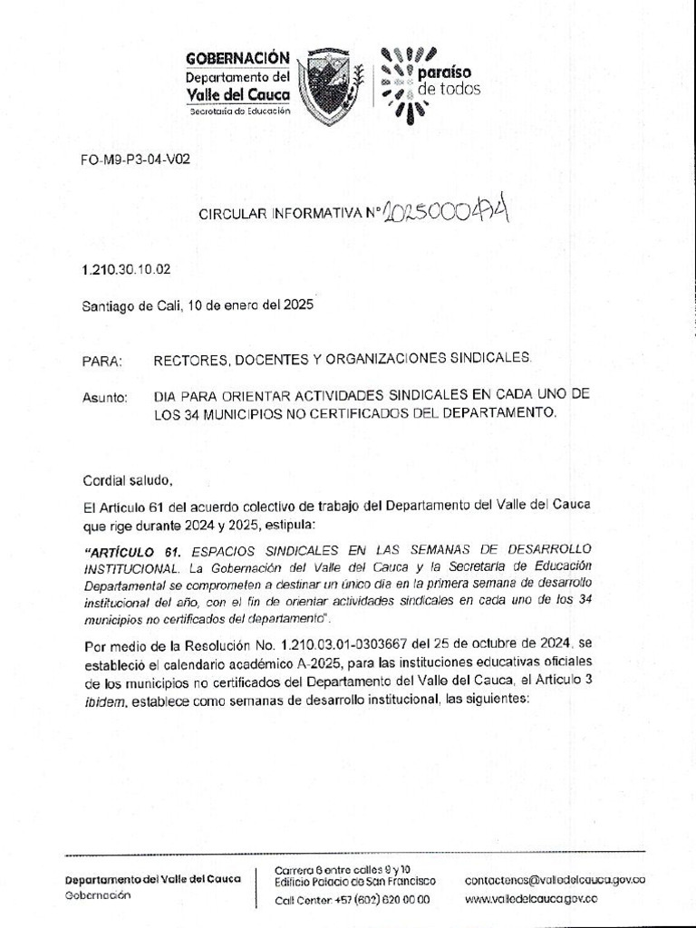 Circular Informativa 2025000474 | PDF