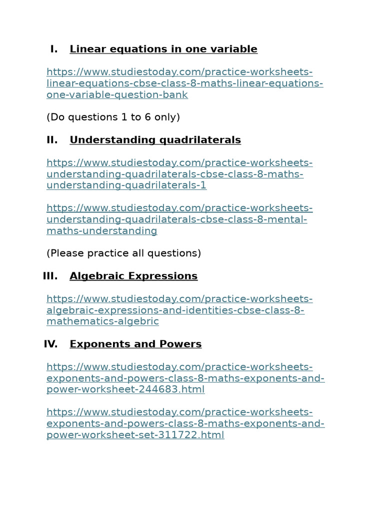 Final Exam Practice Worksheet | PDF