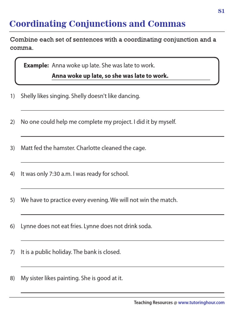 Conjunctions Commas | PDF