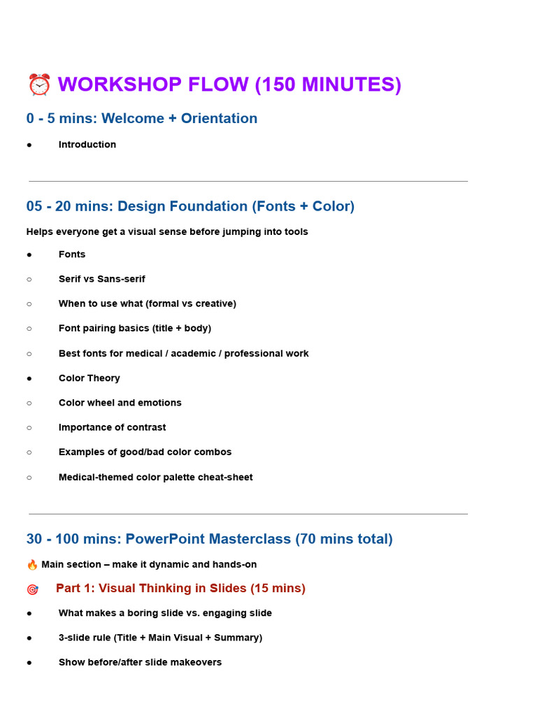 MEDITECH WORKSHOP FLOW (150 MINUTES) | PDF