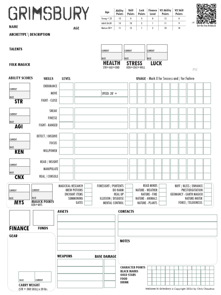 Character Sheet v10 Printable | PDF