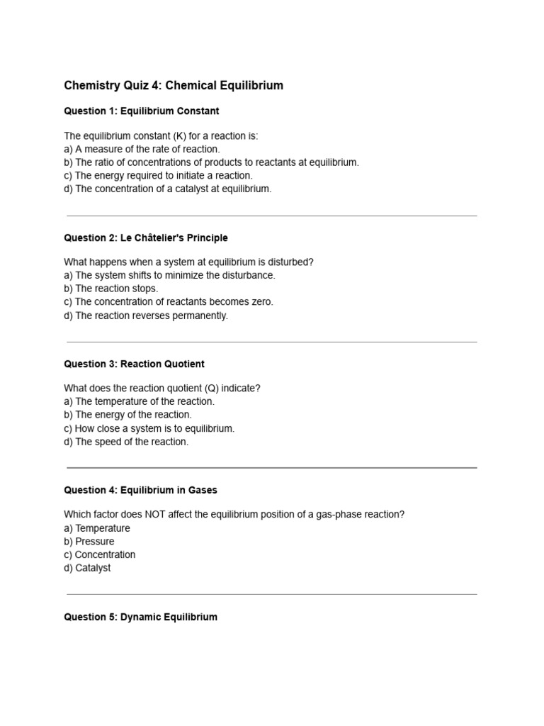 Chemistry Quiz 4 Pdf