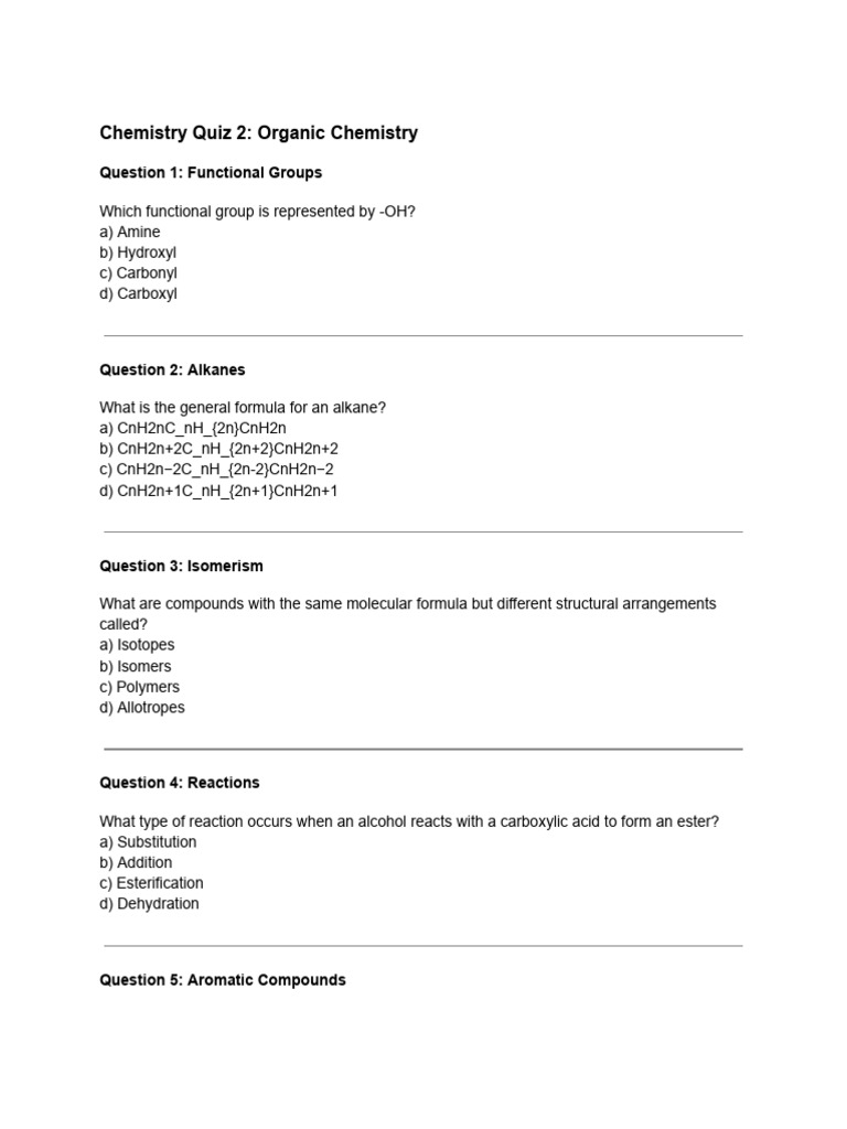 Chemistry Quiz 2 | PDF