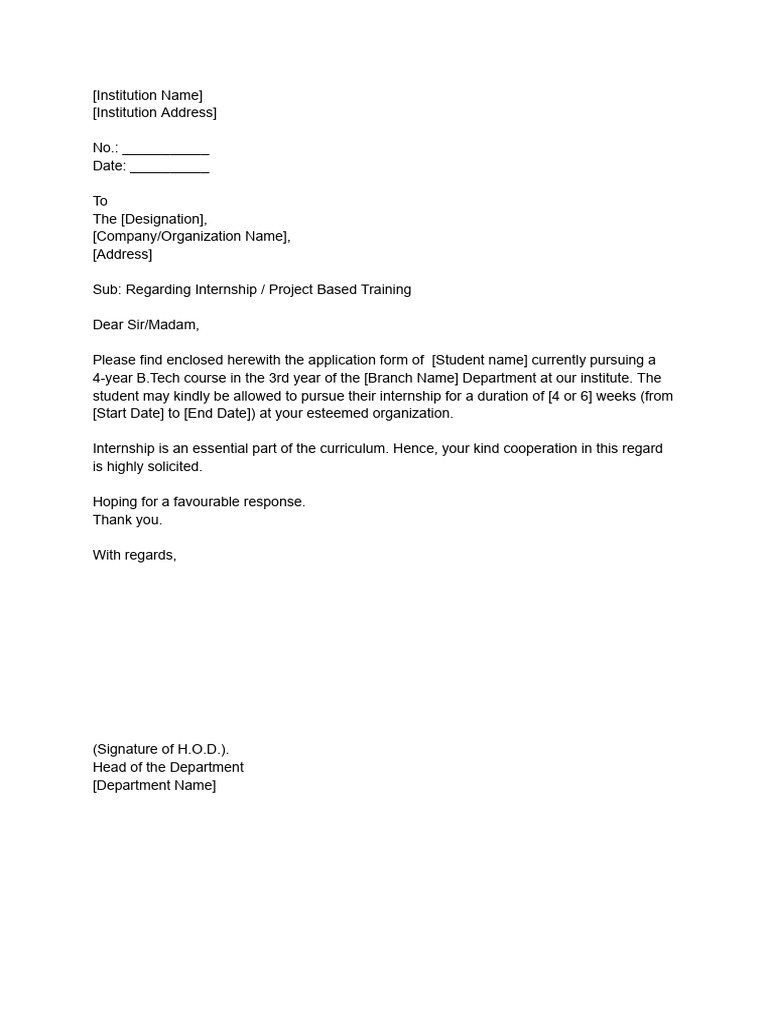 NOC Request for Student Internship | PDF