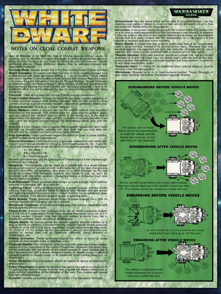 40k 3rd Ed Close Combat & Weapons Ref Sheet | PDF