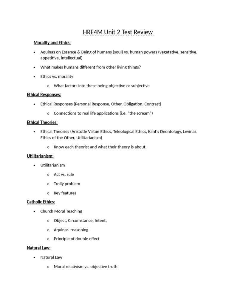 HRE4M_Unit 2_test review | PDF