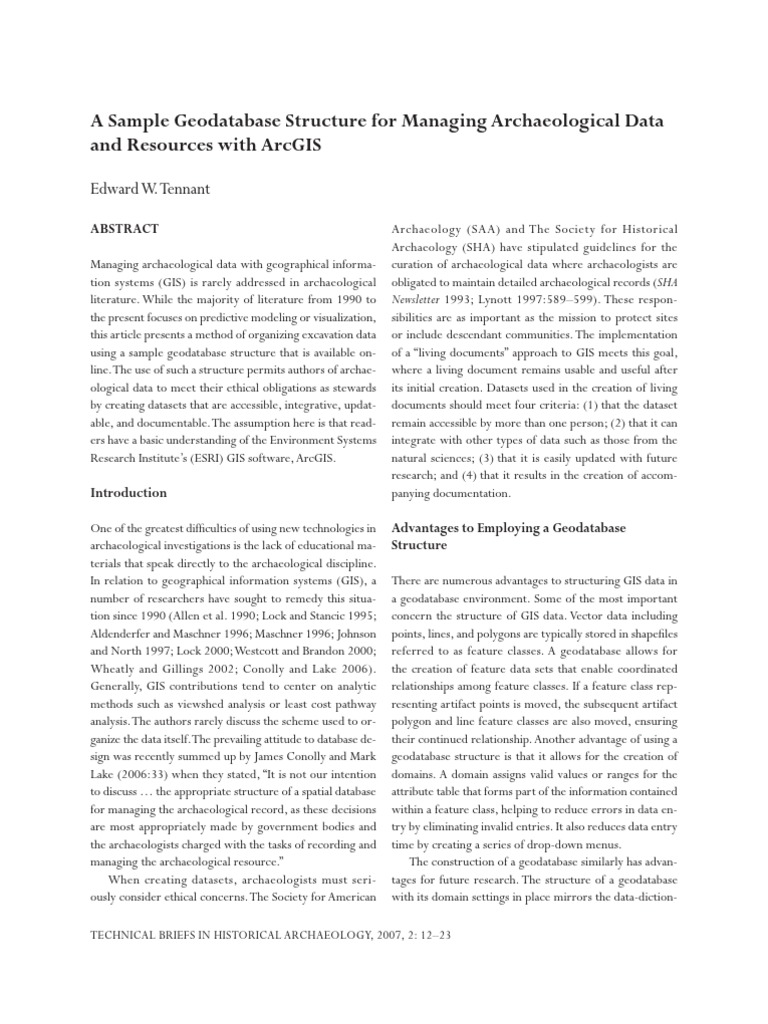 A Sample Geodatabase Structure For Managing Archaeological Data | PDF ...