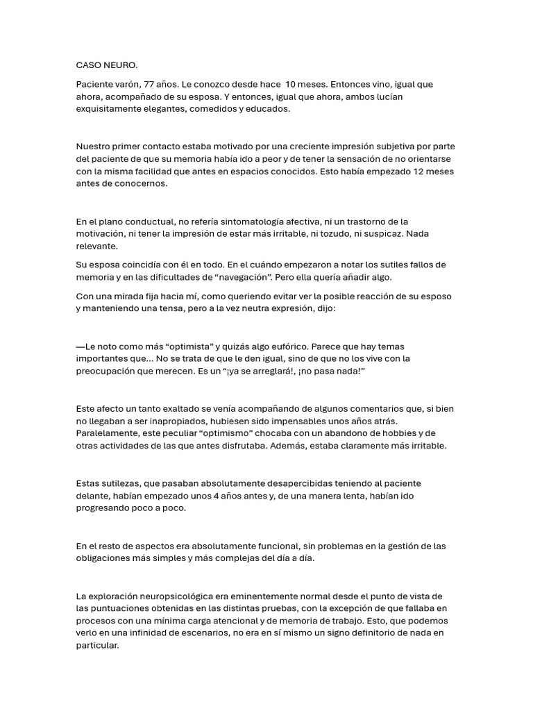 Demencia frontotemporal: caso clínico | PDF | Demencia | Enfermedades y ...